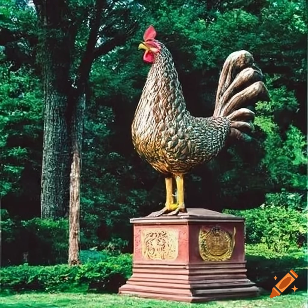 Bronze statue of a chicken on Craiyon