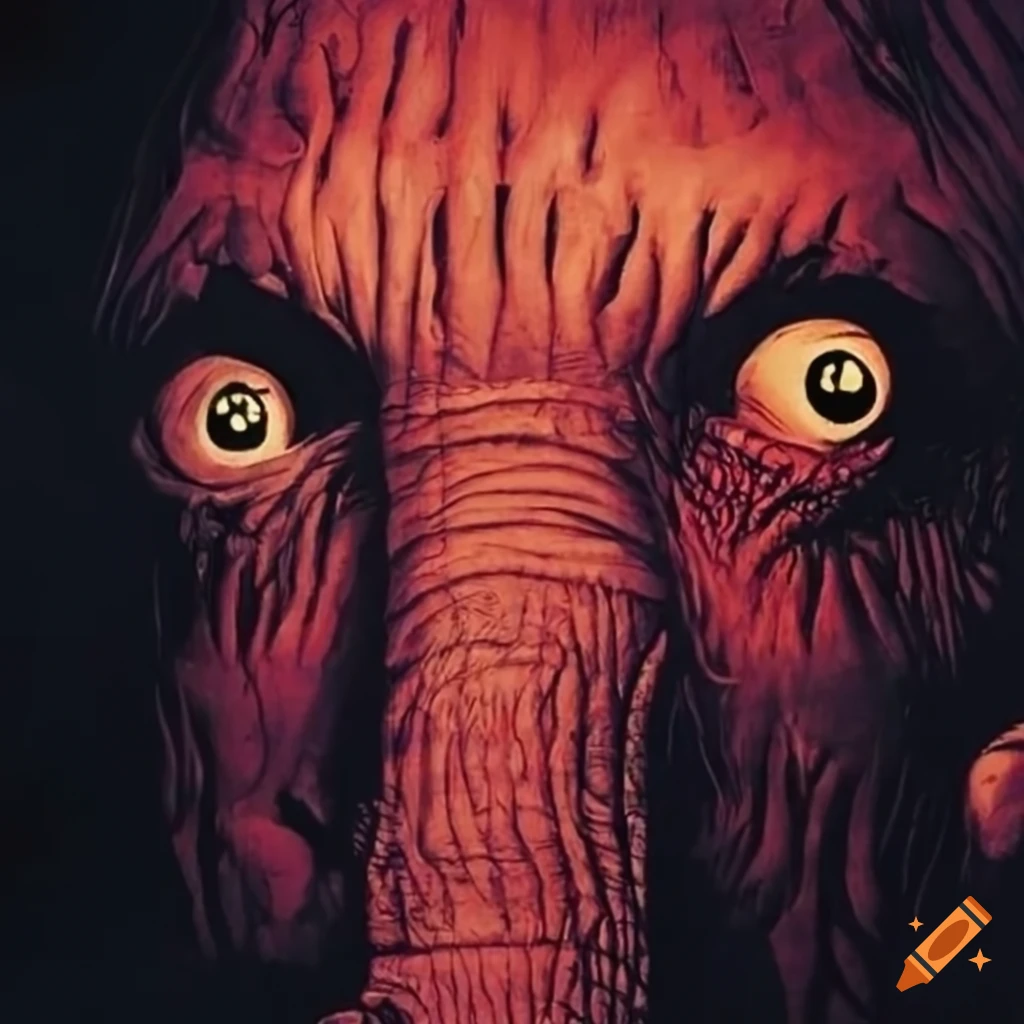 Creepy horror movie poster with an elephant on Craiyon