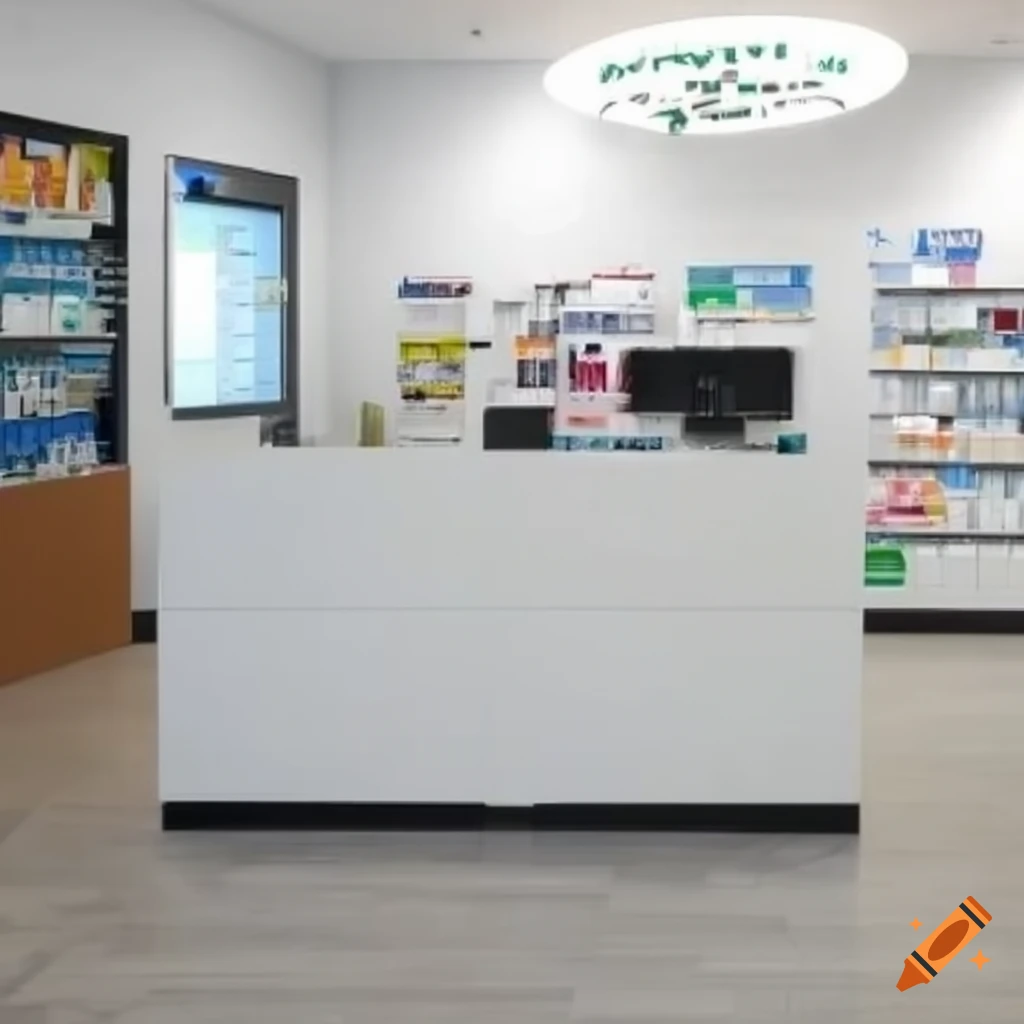Reception desk for pharmacies and stores on Craiyon