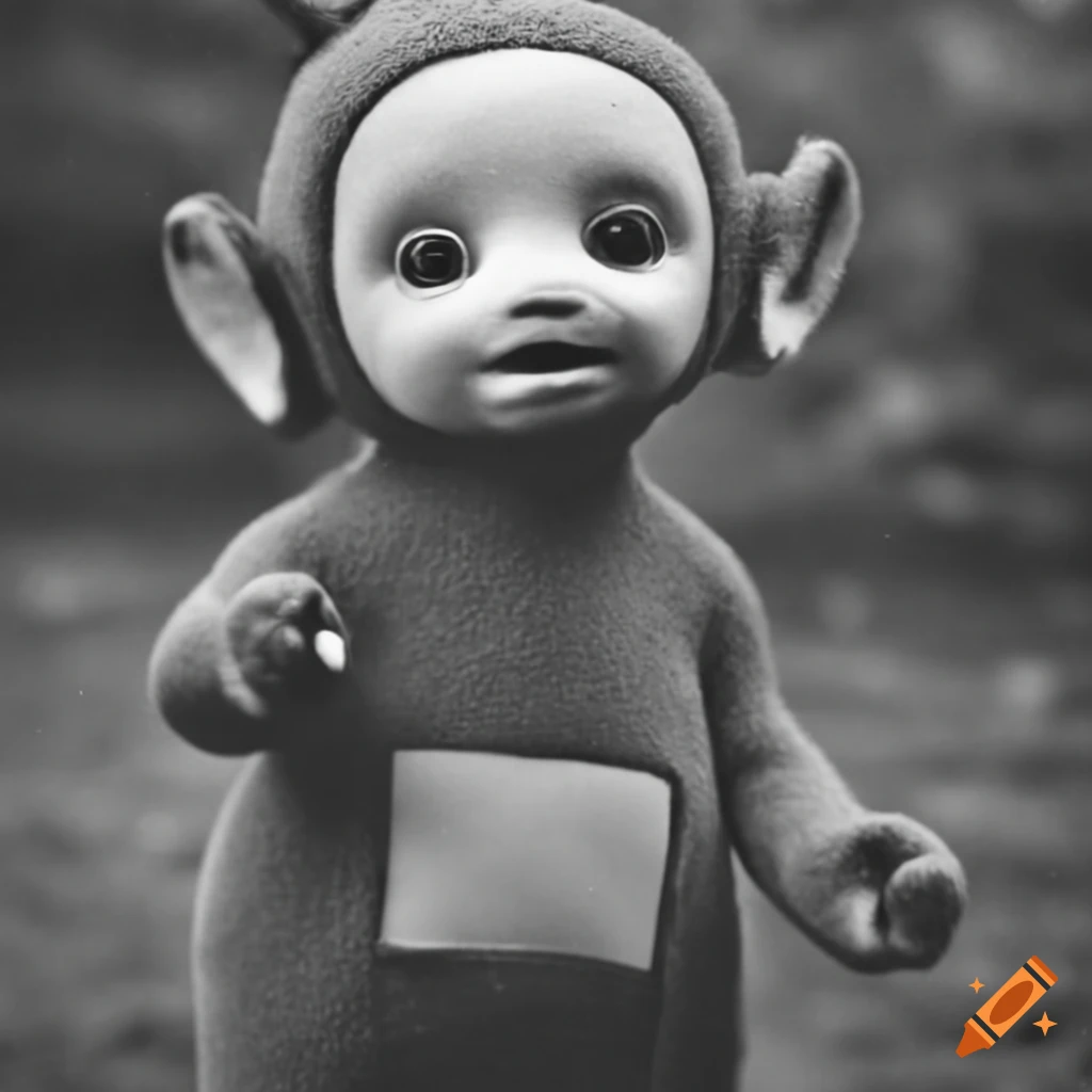 Vintage black and white photo of Teletubbies on Craiyon