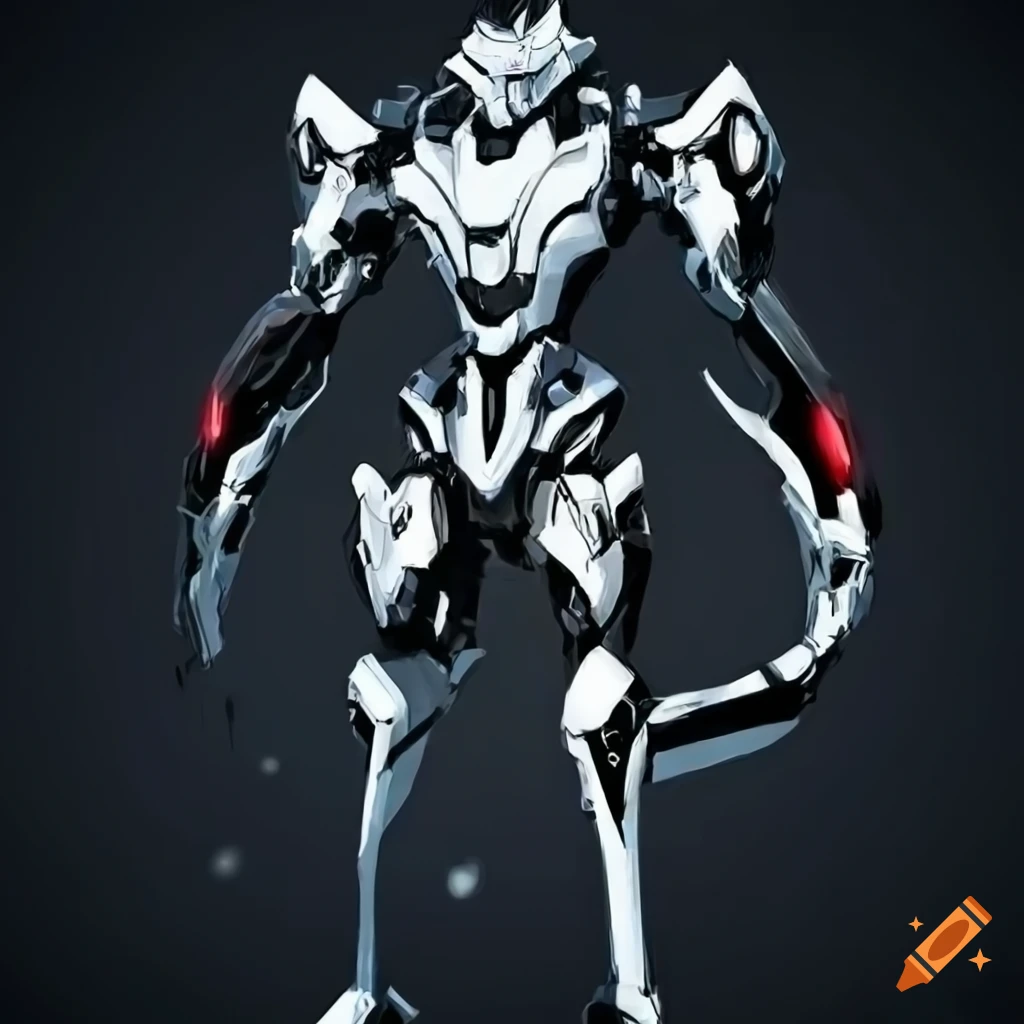 Futuristic black anime mecha with white highlights on Craiyon