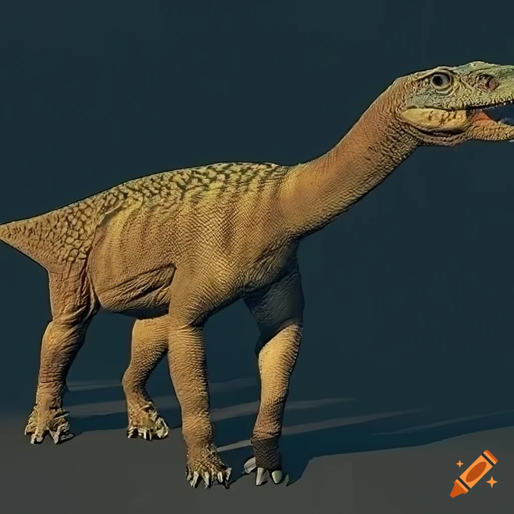 Iguanodon dinosaur with unique color pattern and texture on Craiyon
