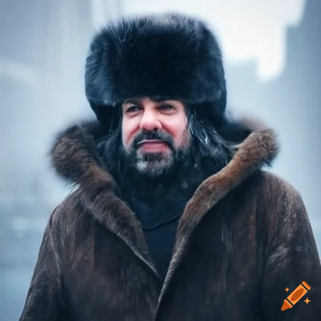 Photo of matt berry in fur coat in moscow on Craiyon