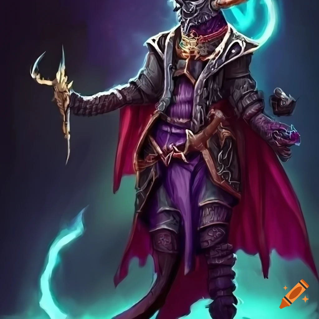 Image of a black dragonborn warlock