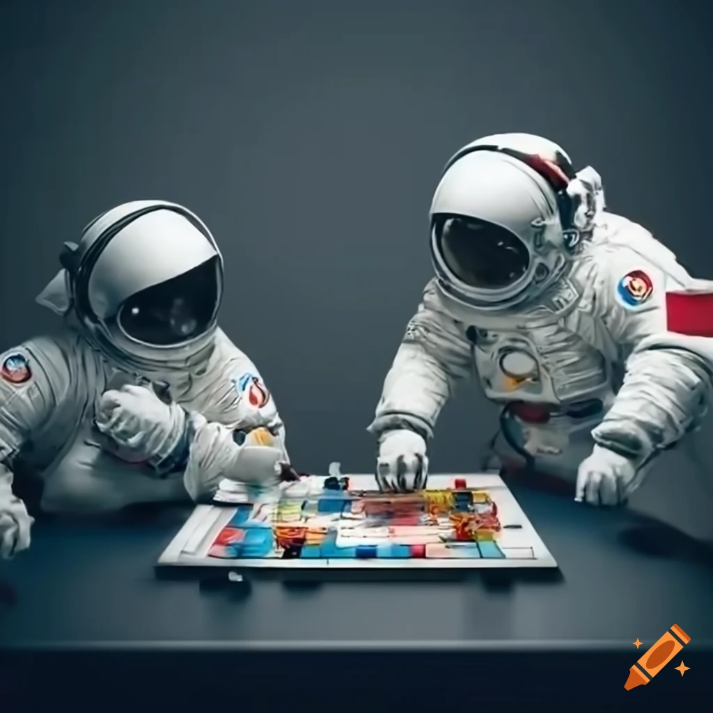 Astronauts playing board game in space on Craiyon