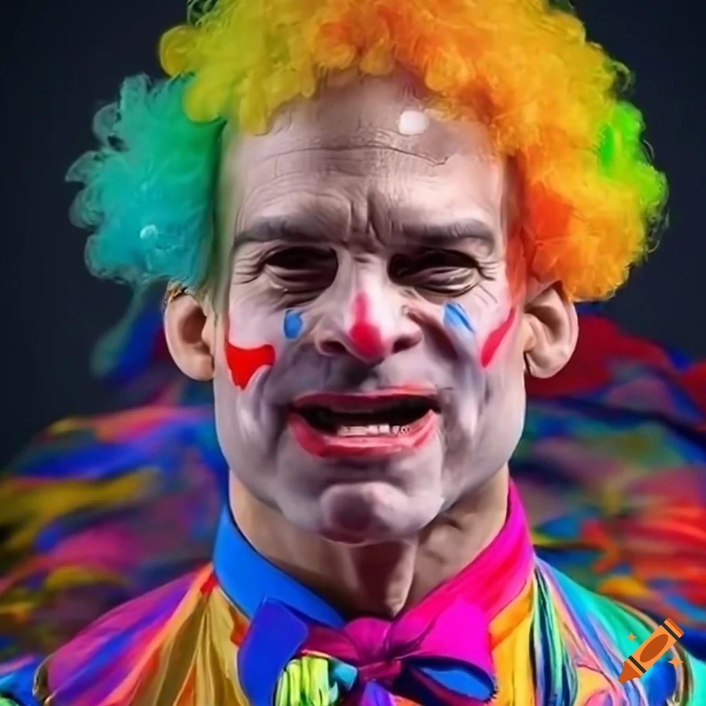Vibrant image of Rep. Jim Jordan performing in a circus on Craiyon