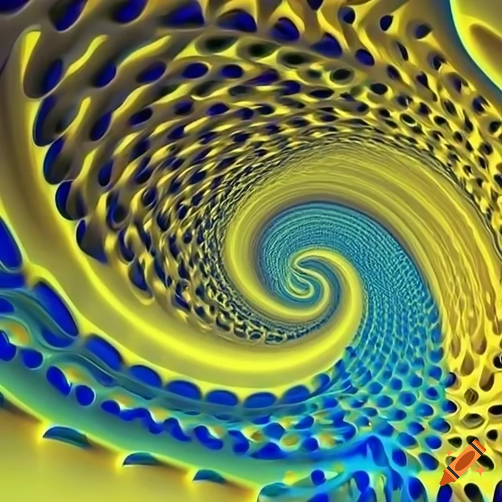 Yellow and blue tunnel optical illusion on Craiyon