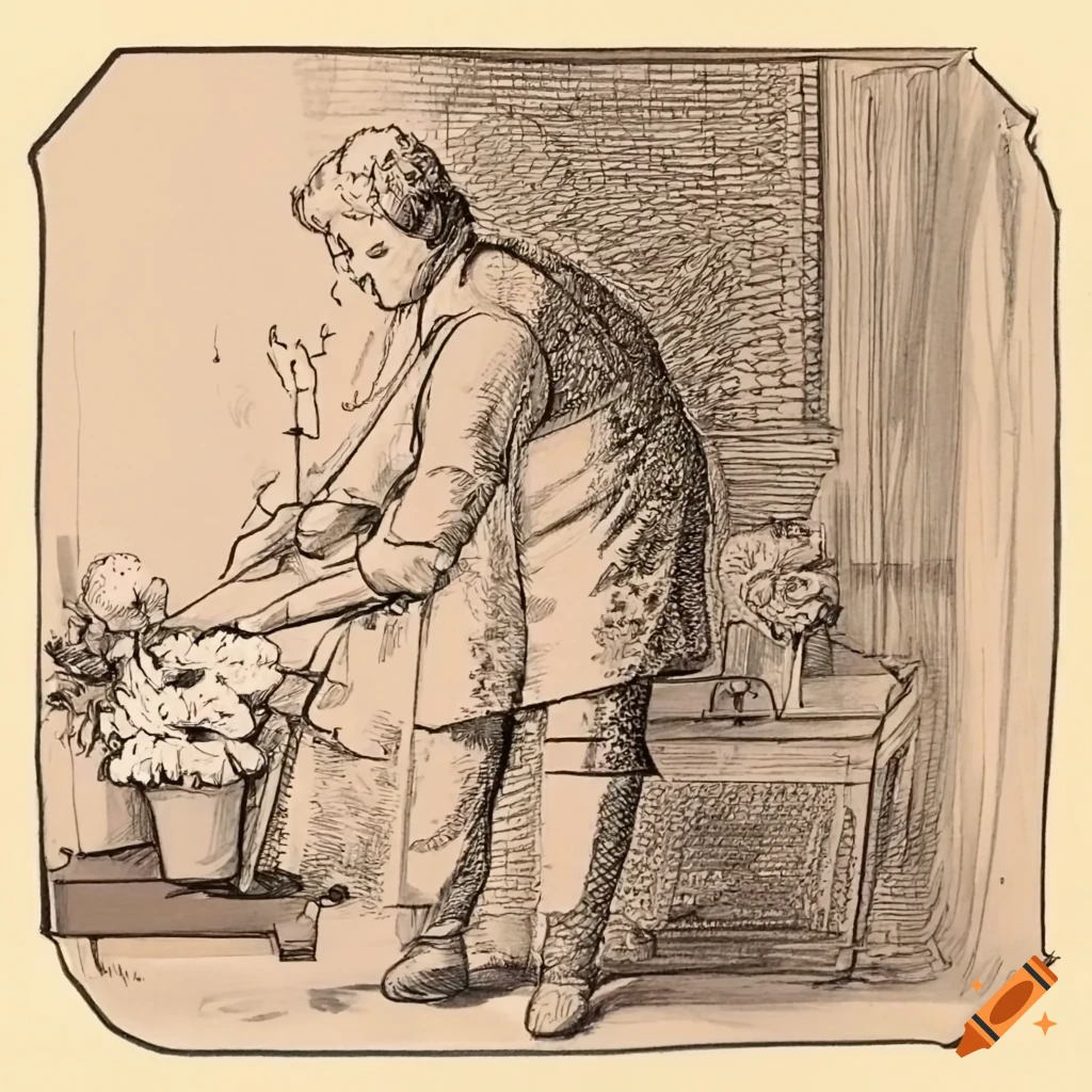 Detailed drawing of a florist working on Craiyon