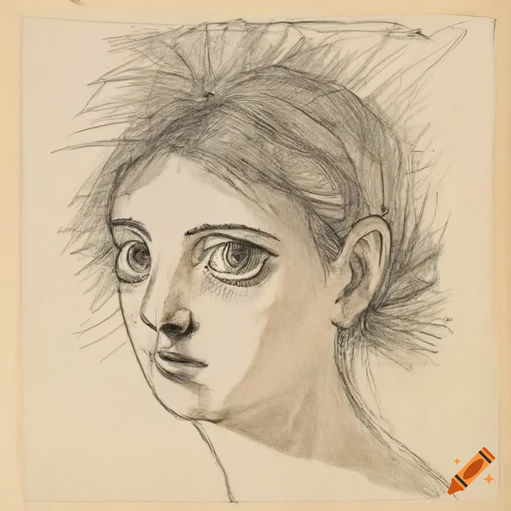 Detailed drawing of a woman with big open ears on Craiyon