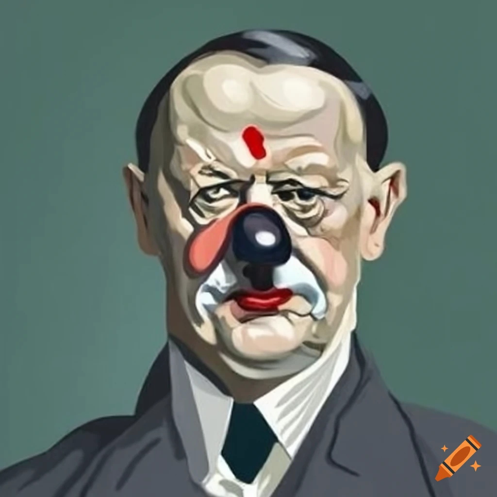Satirical artwork of a clown-inspired hitler by lucien freud on Craiyon