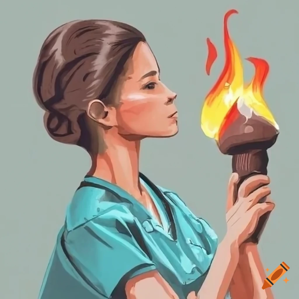 Drawing of nursing students guided by god's light on Craiyon