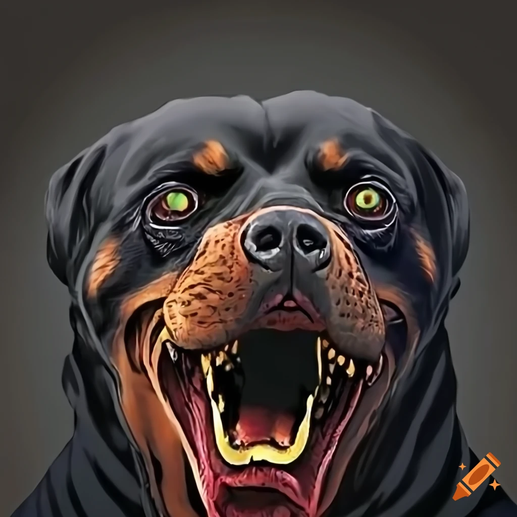 Rottweiler wearing a space suit on Craiyon