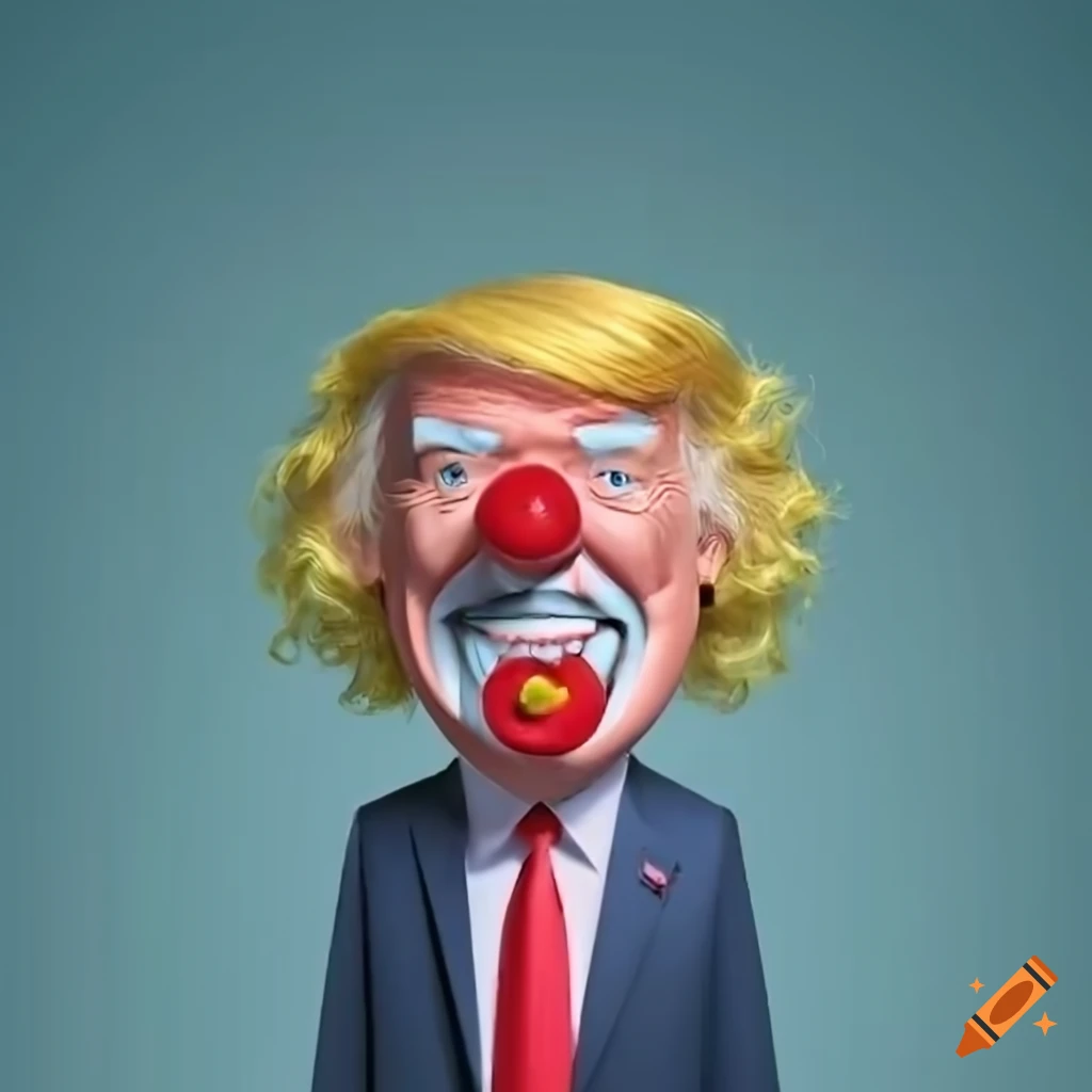 Isometric render of a parody of Donald Trump with clown nose and hair ...