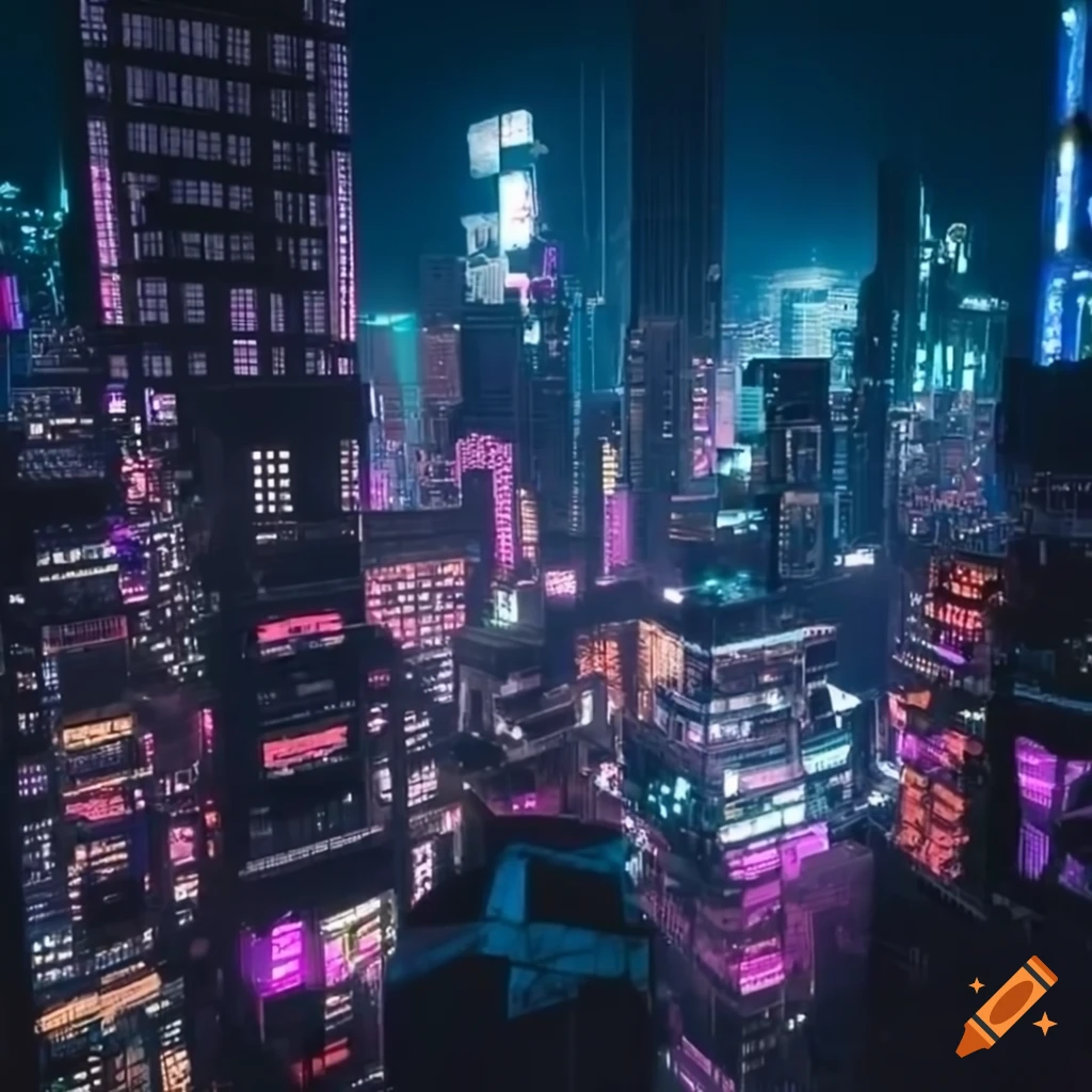 Isometric map of a cyberpunk city with futuristic buildings and robots ...