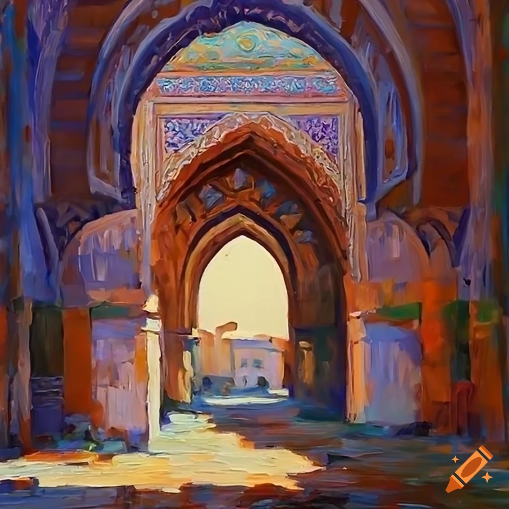 Impressionist painting of a Moroccan archway on Craiyon