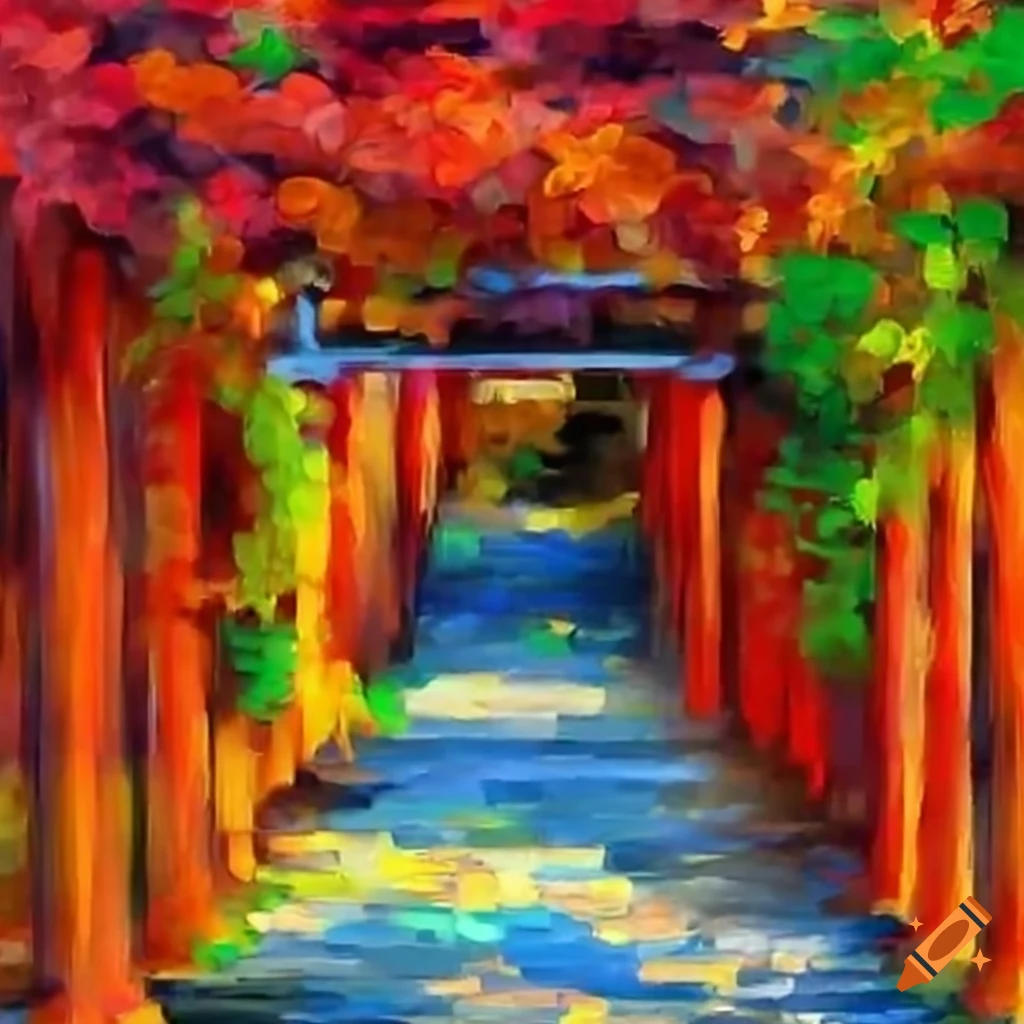 Japanese gates adorned with autumn flowers on Craiyon