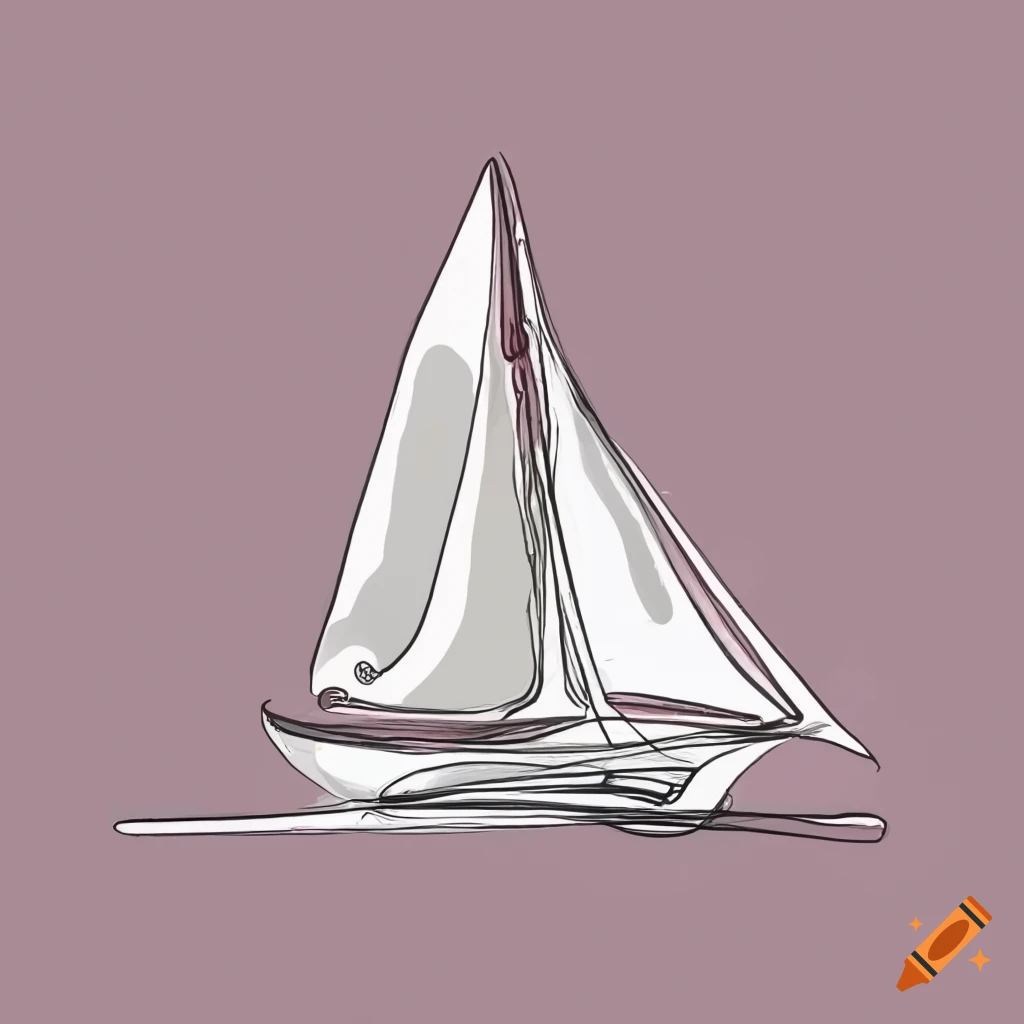 Minimalist line drawing of a vintage sailing yacht on Craiyon