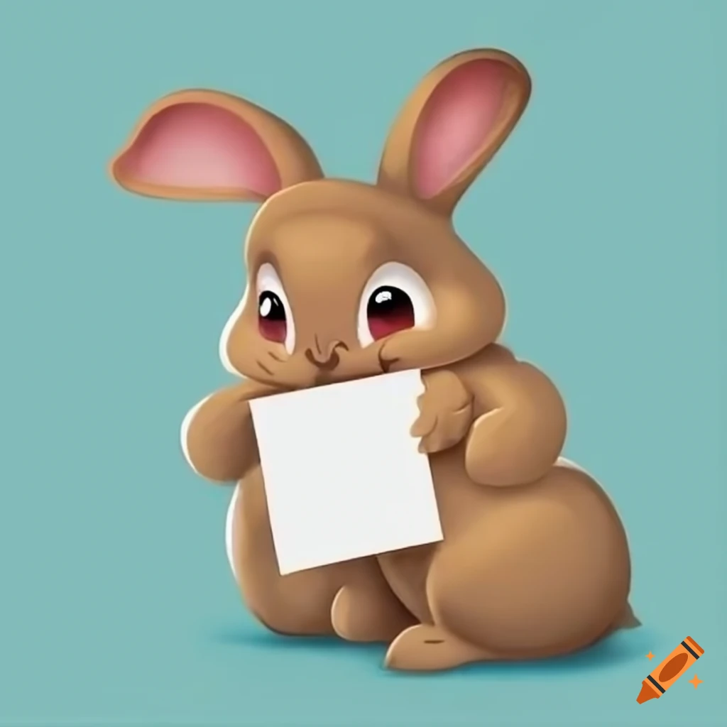 Cute bunny holding a sign on Craiyon