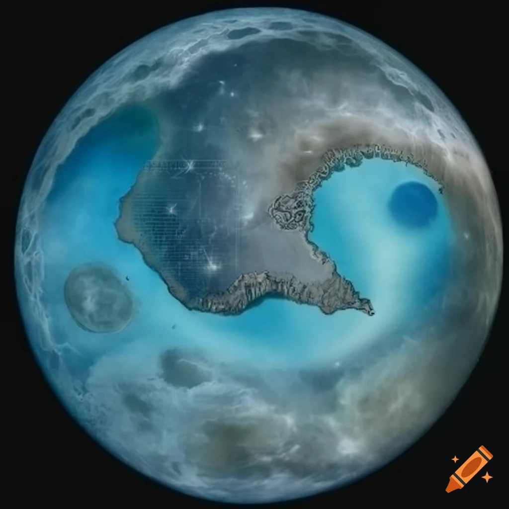 Crescent moon shaped fantasy map on Craiyon