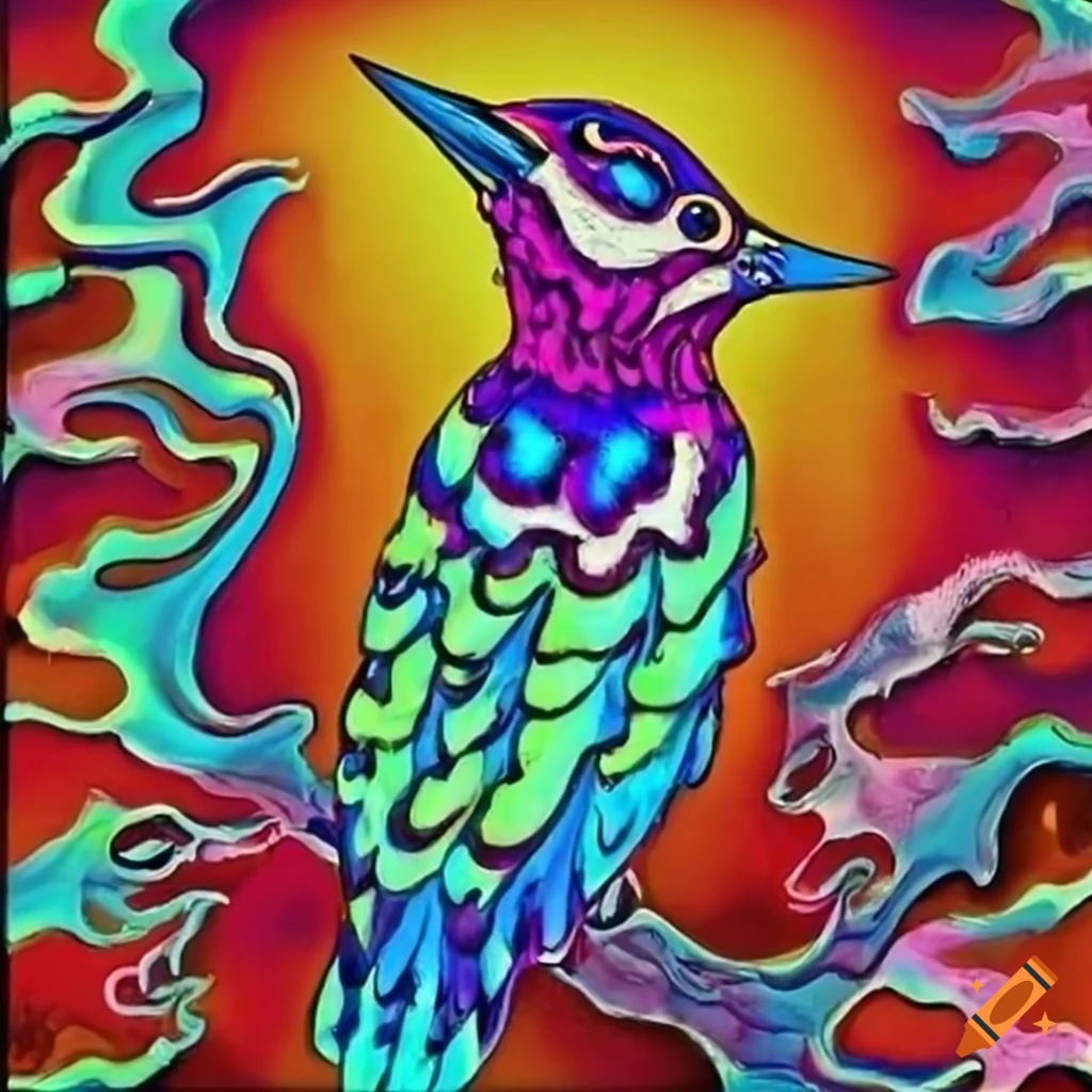Trippy woodpecker artwork