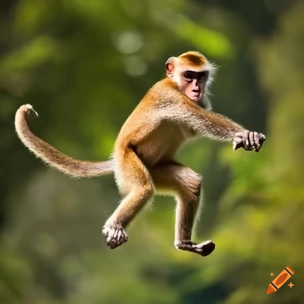 Two monkeys jumping off a cliff on Craiyon