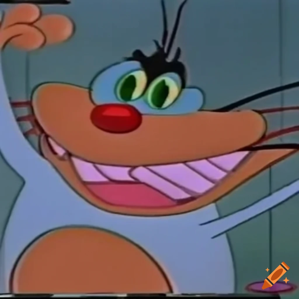 Found footage VHS of early Oggy and the Cockroaches prototype on Craiyon