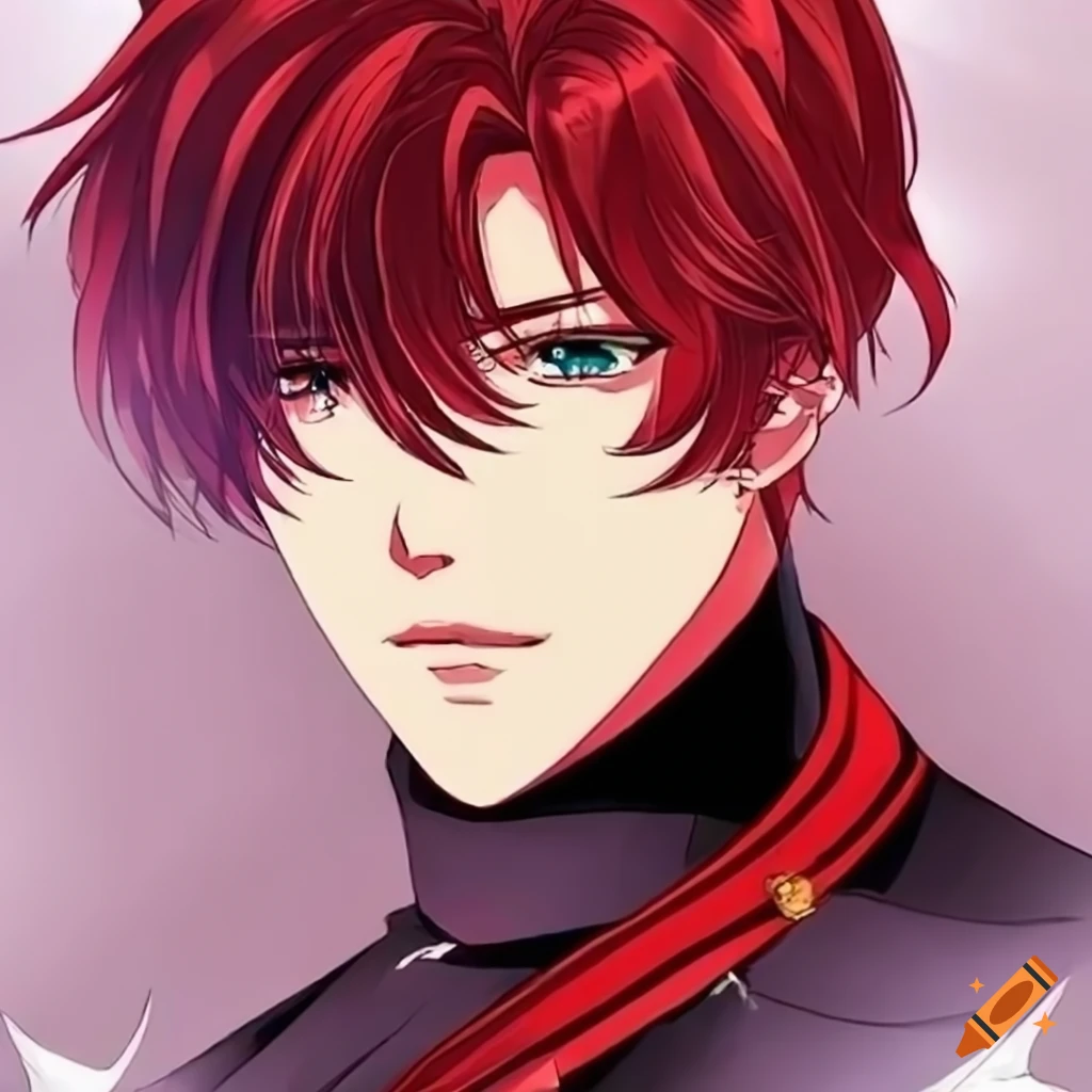 Charming manga prince with crimson hair on Craiyon