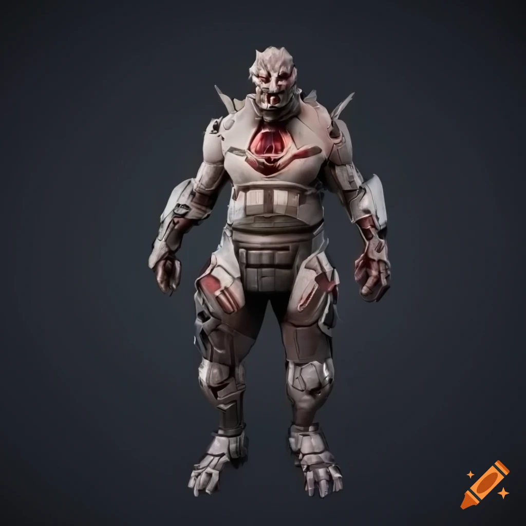 Sci-fi elf ogre cyborg man in black cybernetic armor on Craiyon