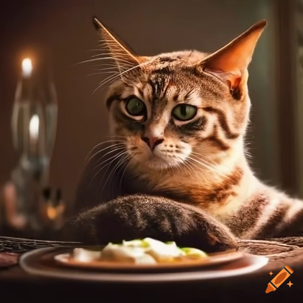 Cats dining at a fancy restaurant on Craiyon