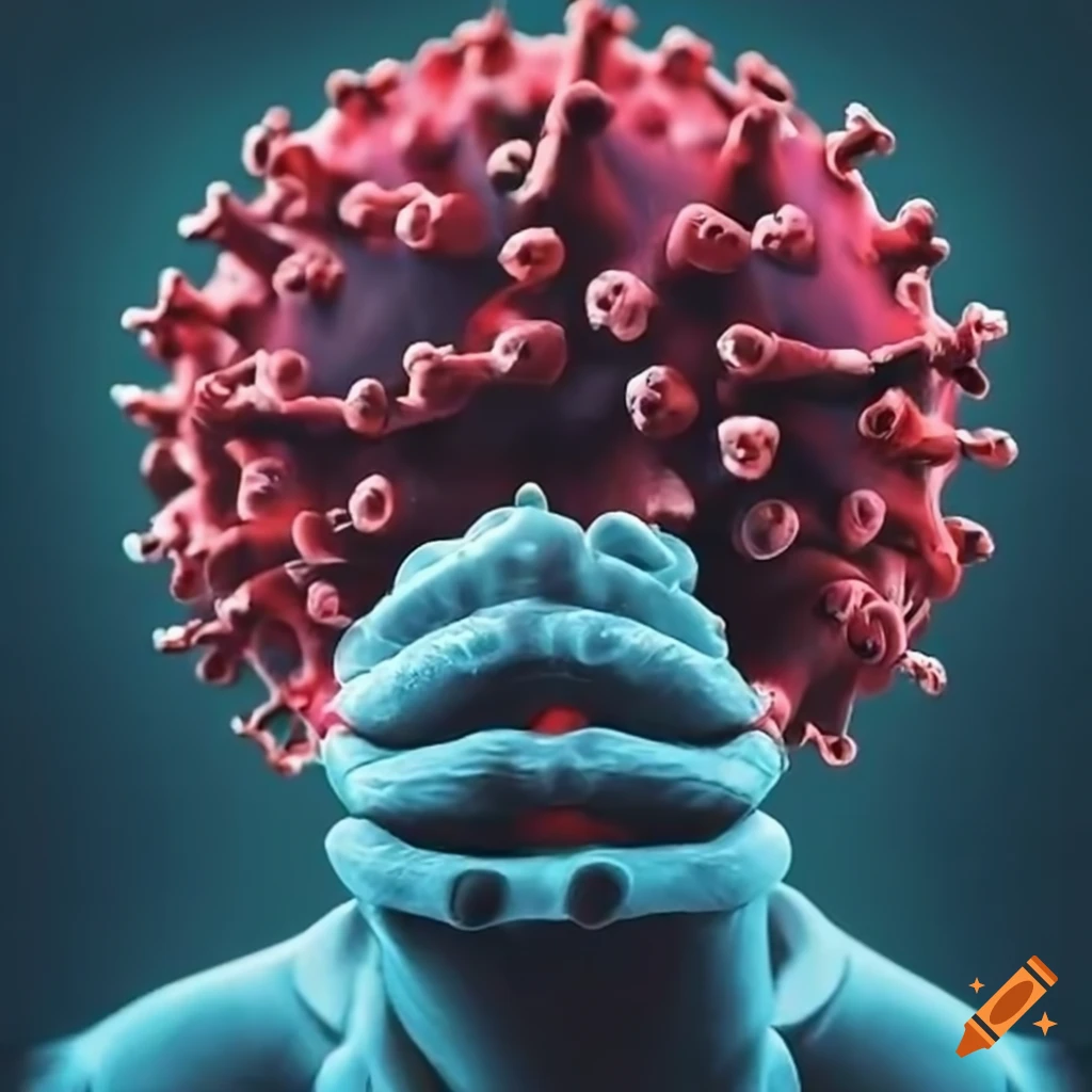Covid viruses with human faces laughing on Craiyon