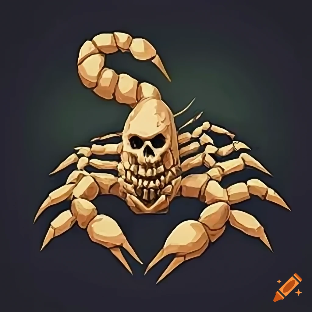 Artwork of a giant scorpion with a skull face on Craiyon