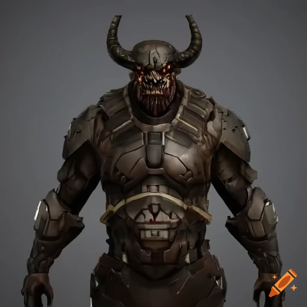 Cyborg ogre with red hair and black armor on Craiyon