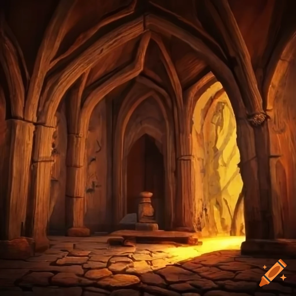 Colorful interior of a medieval temple on Craiyon