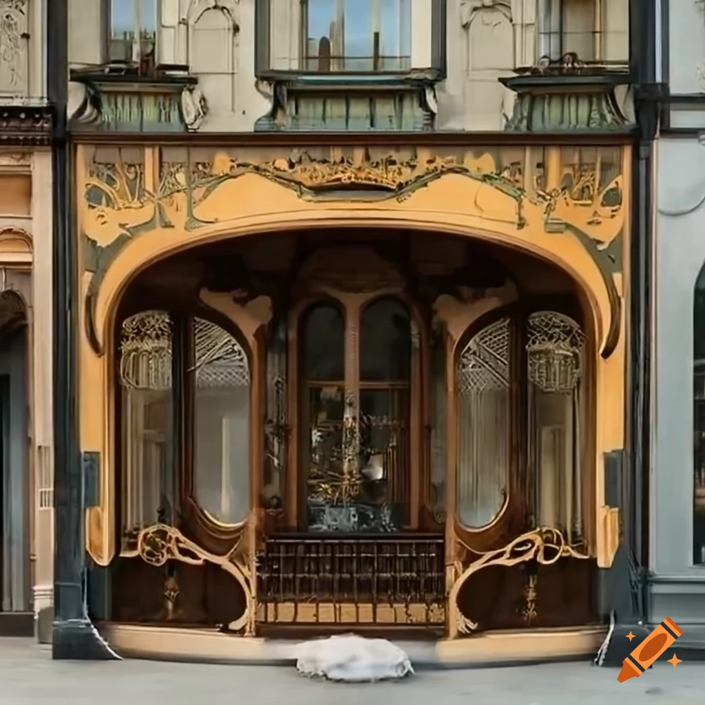 Art nouveau storefront with intricate architectural design
