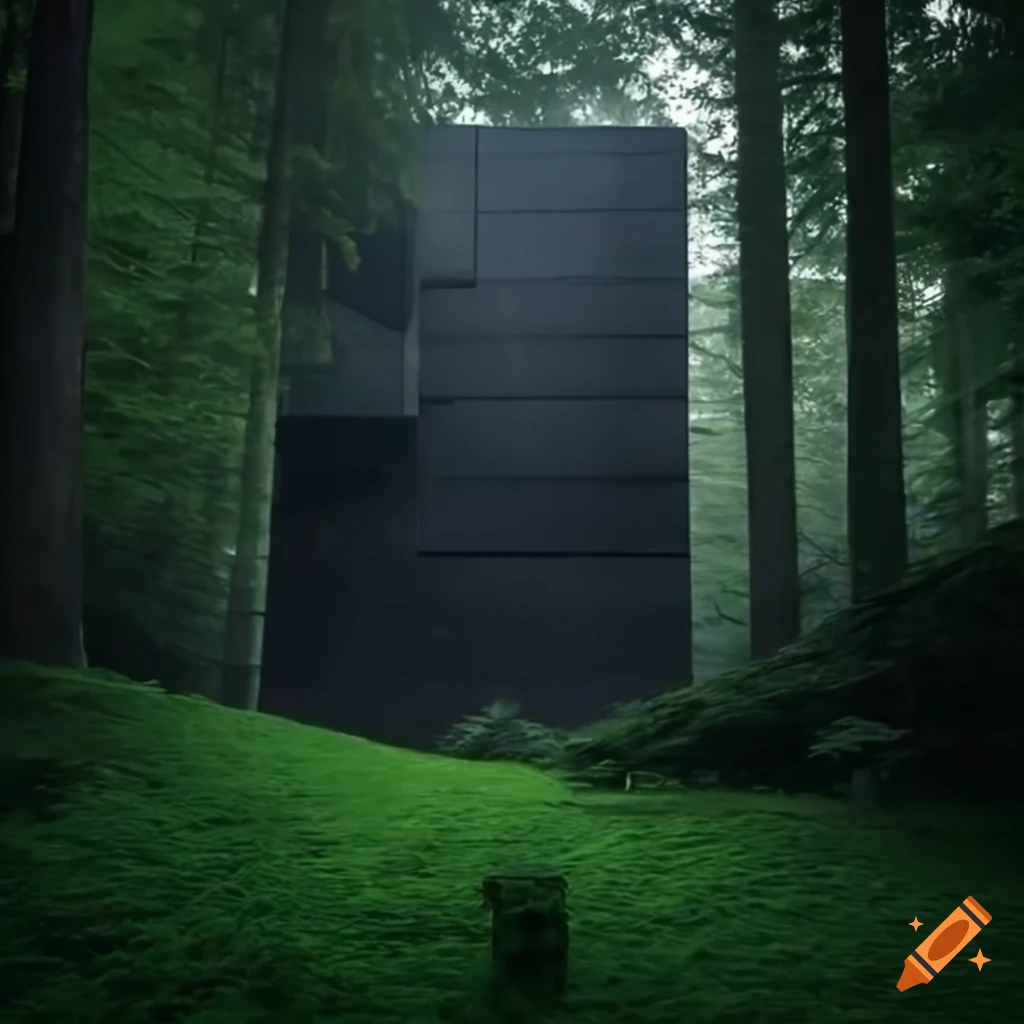 Realistic sci-fi building in a forest