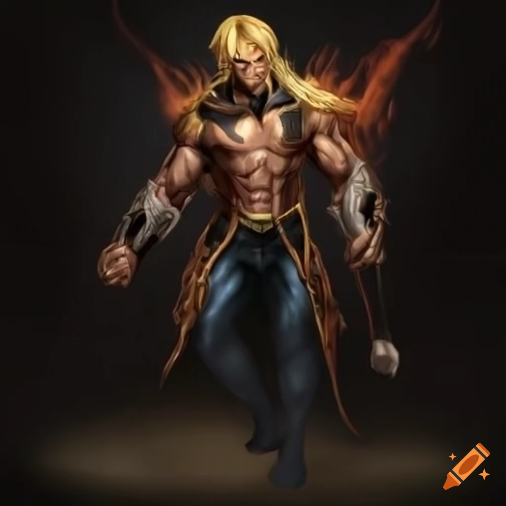 Fantasy art of a male fighter with iron fist on Craiyon