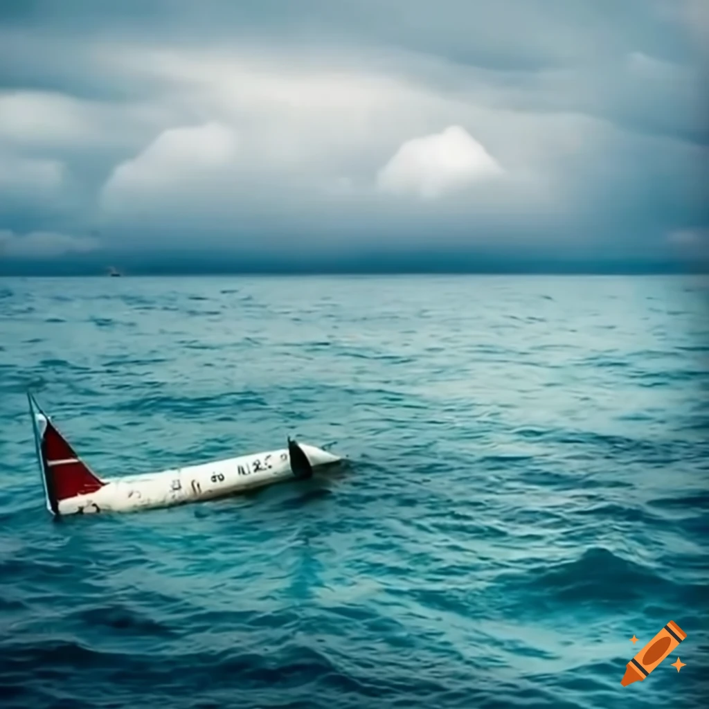 Dramatic image of a plane sinking in the ocean