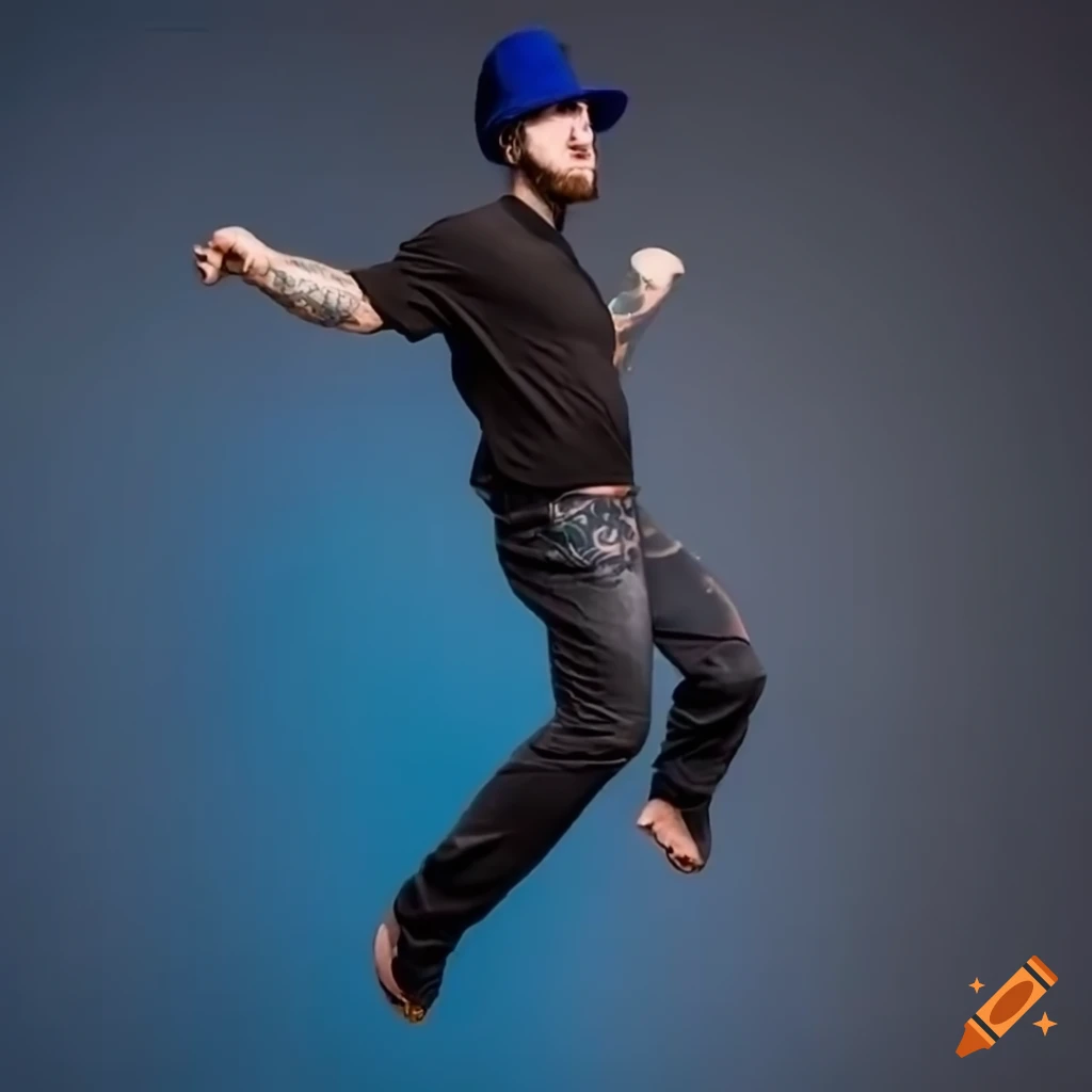 Man performing a jump kick in mid-air