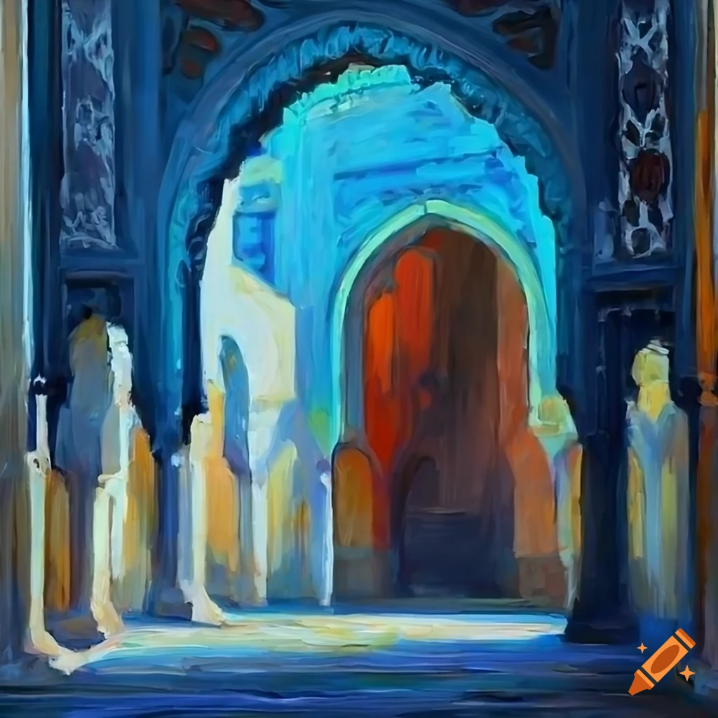 Impressionist painting of a Moroccan archway on Craiyon