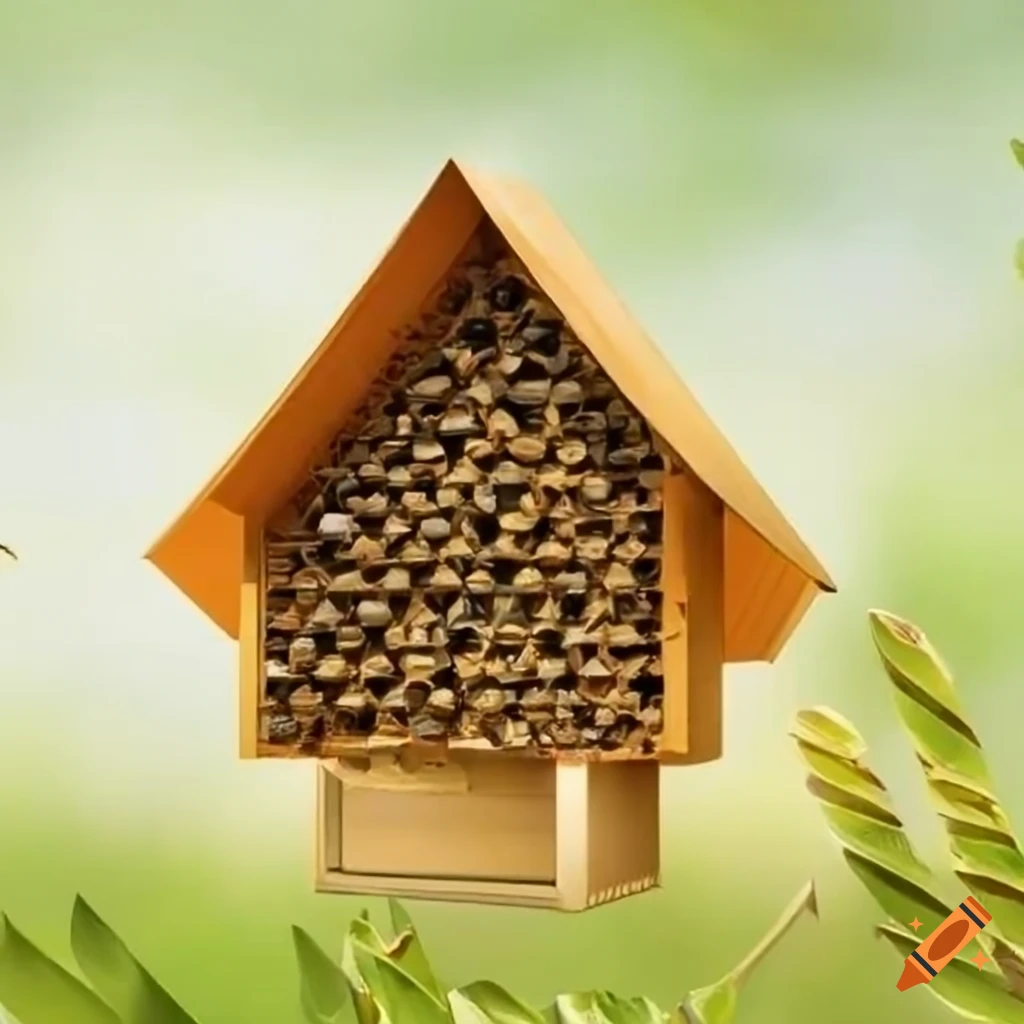 Technical layout of a bee hotel with instructions