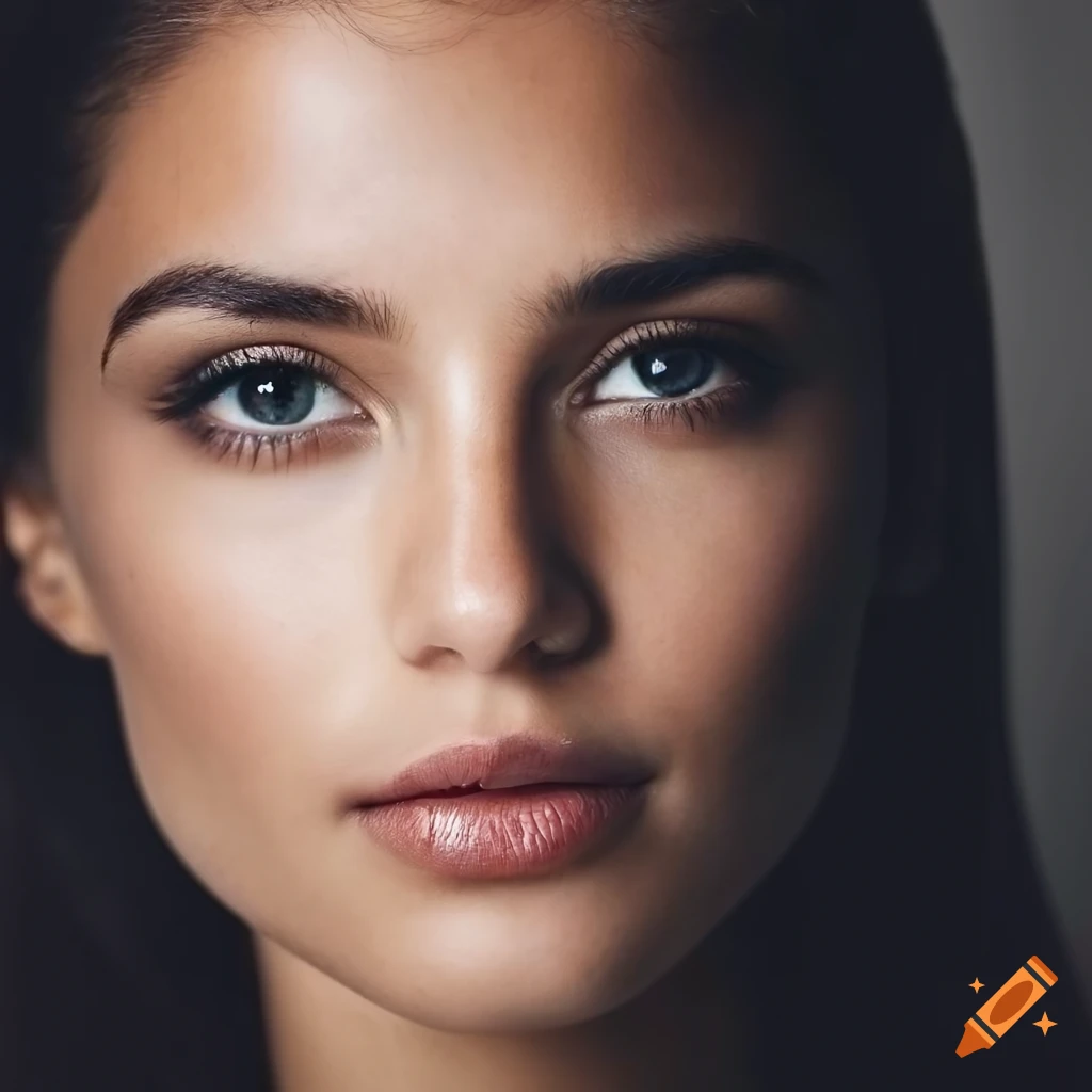 Detailed headshot portrait of a beautiful young female model on Craiyon