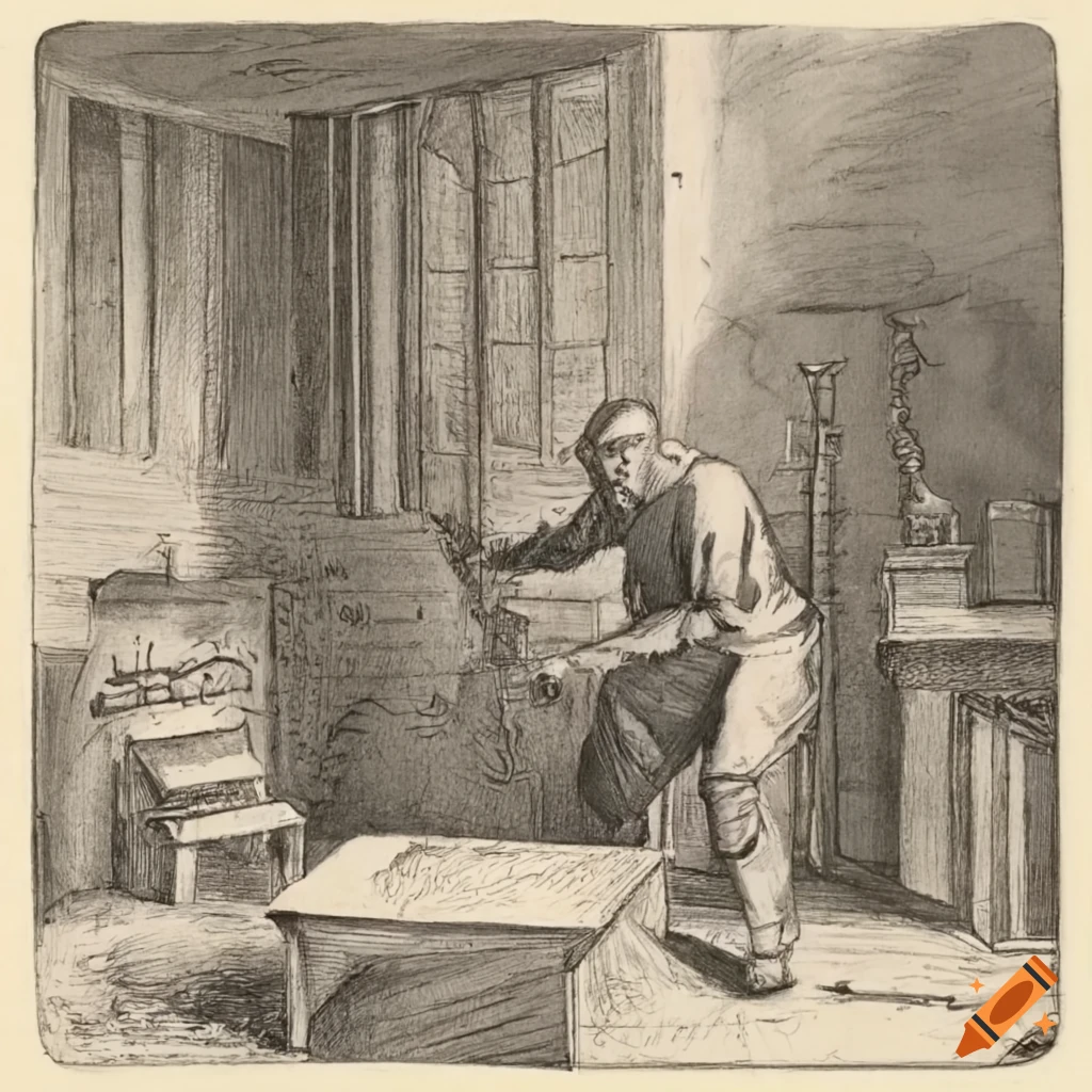 Detailed drawing of a mason working on Craiyon