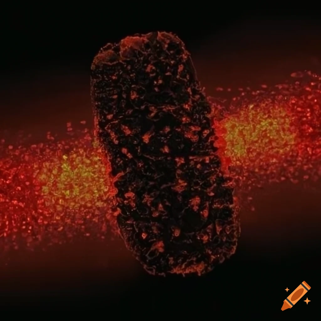 Red and gold sem image of a solid state battery cathode interface on ...