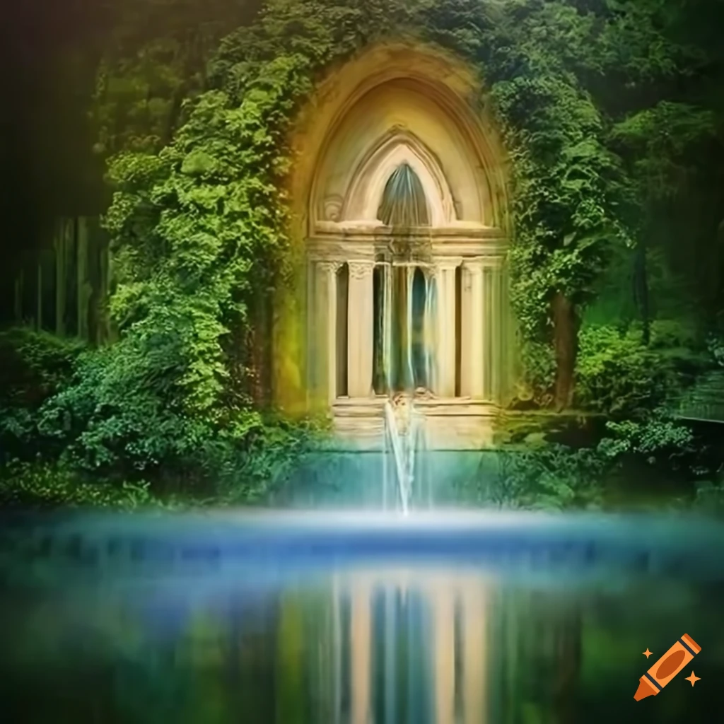 Lush pond in a baroque style reaching into space on Craiyon