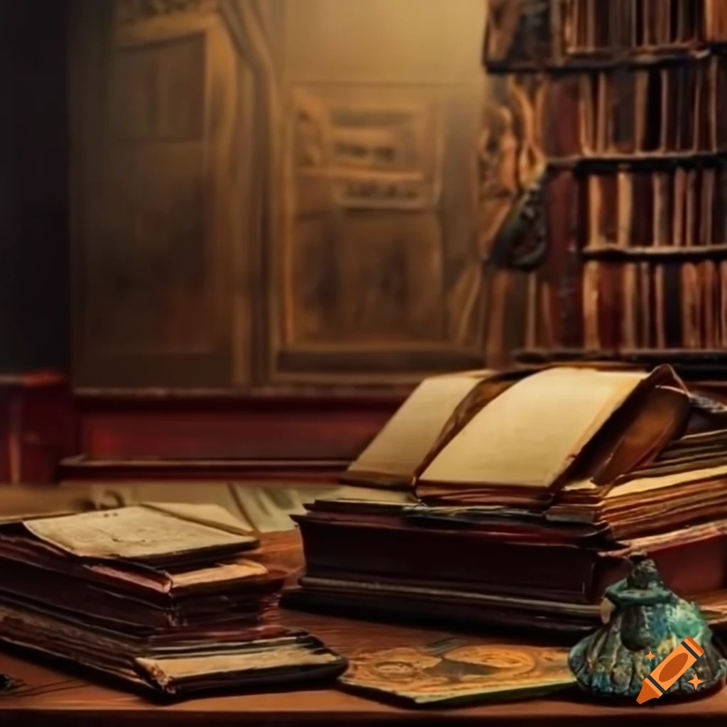 Photo of an old desk in a magical study on Craiyon