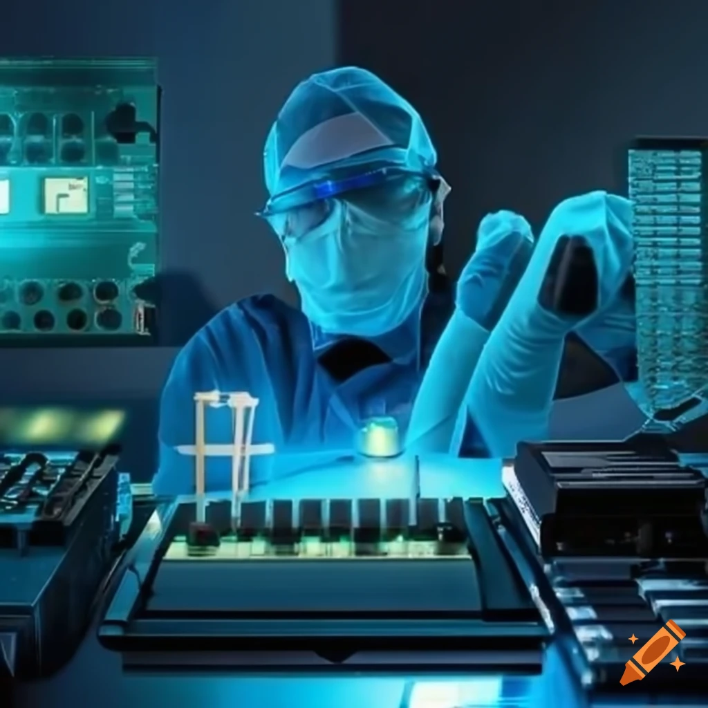 Image of a semiconductor engineer at work on Craiyon