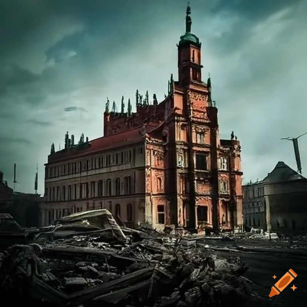 Image of warsaw ruins after war on Craiyon