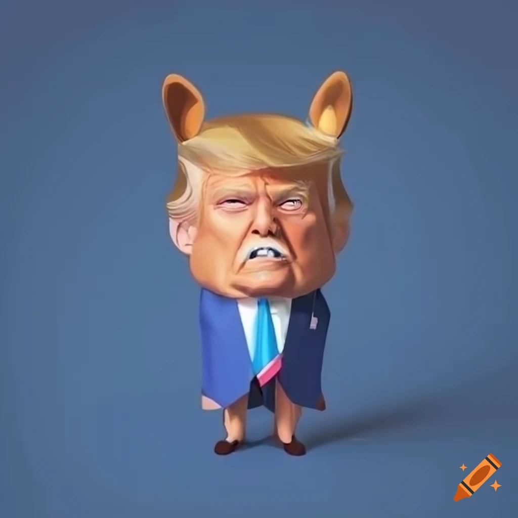 Humorous isometric render of Trump with dog features on Craiyon