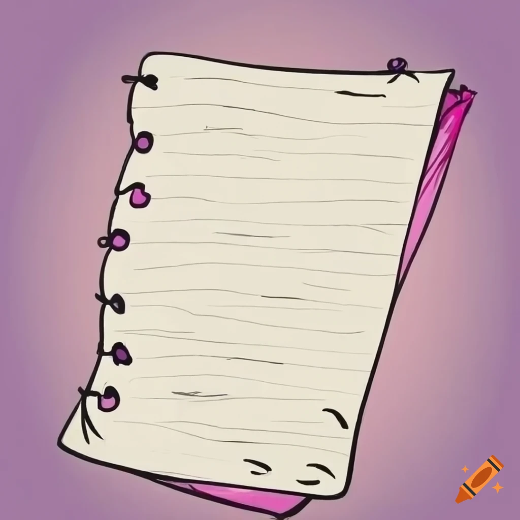 Cartoon blank journal page illustration on Craiyon