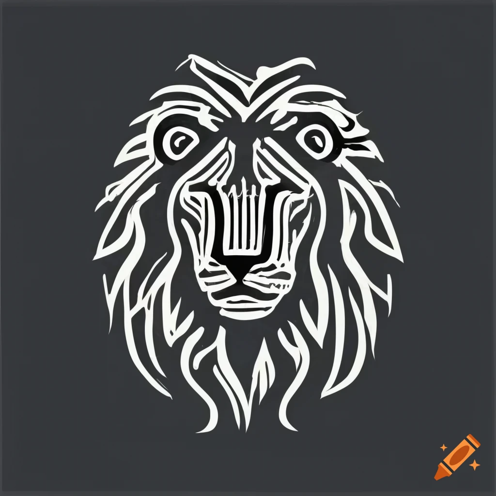Minimalistic lion glyph on fb9c66 background